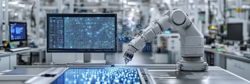 Robotic Arm Programming Circuit Boards with Digital Interface Stock ...