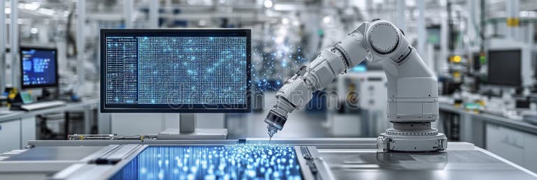 Robotic Arm Programming Circuit Boards with Digital Interface Stock ...