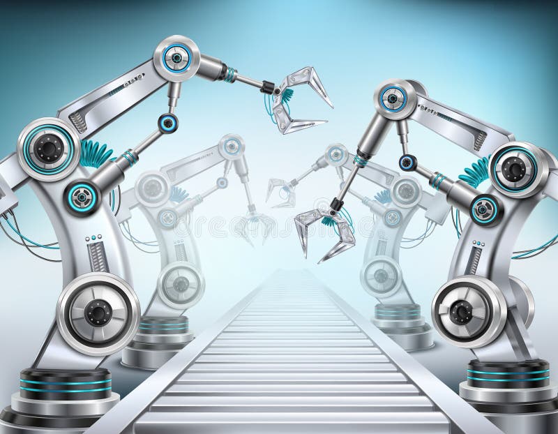 Robotic Arm Realistic Composition Stock Vector - Illustration of ...