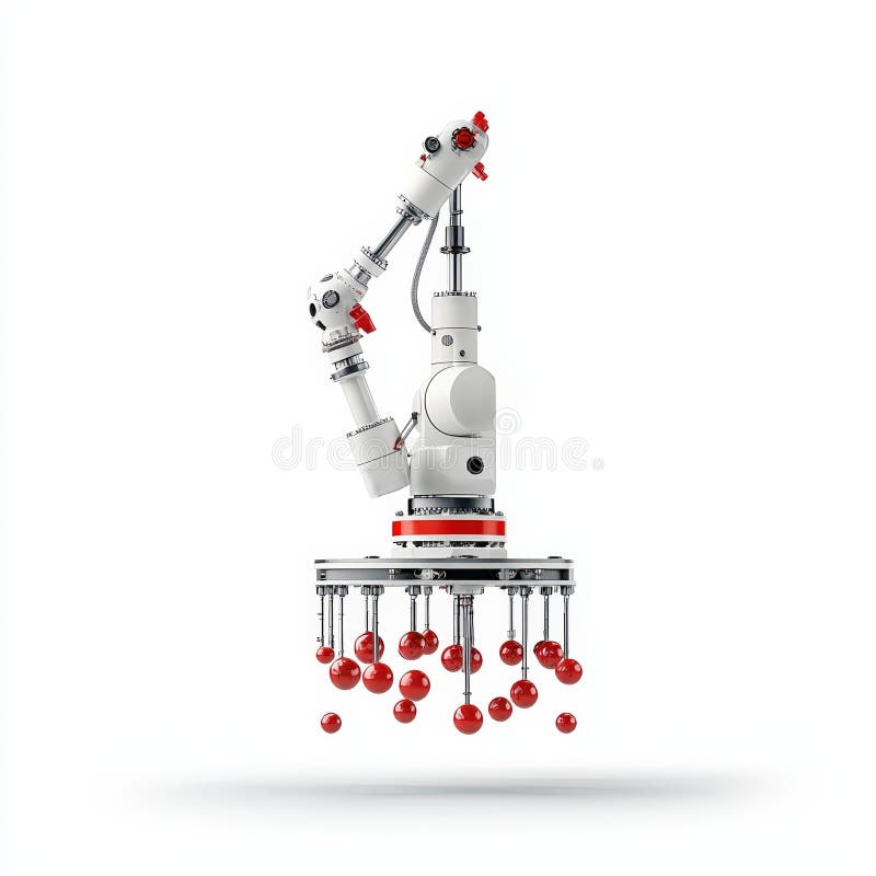 Robotic Arm with Red and White Structure Stock Illustration ...