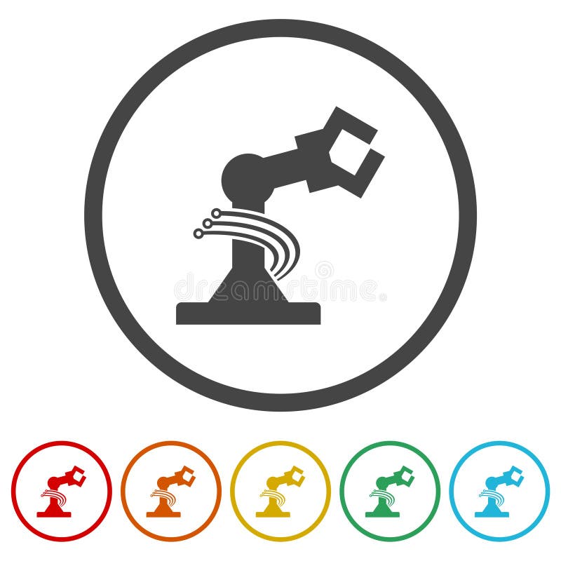 Robotic Arm Ring Icon, Color Set Stock Vector - Illustration of ...
