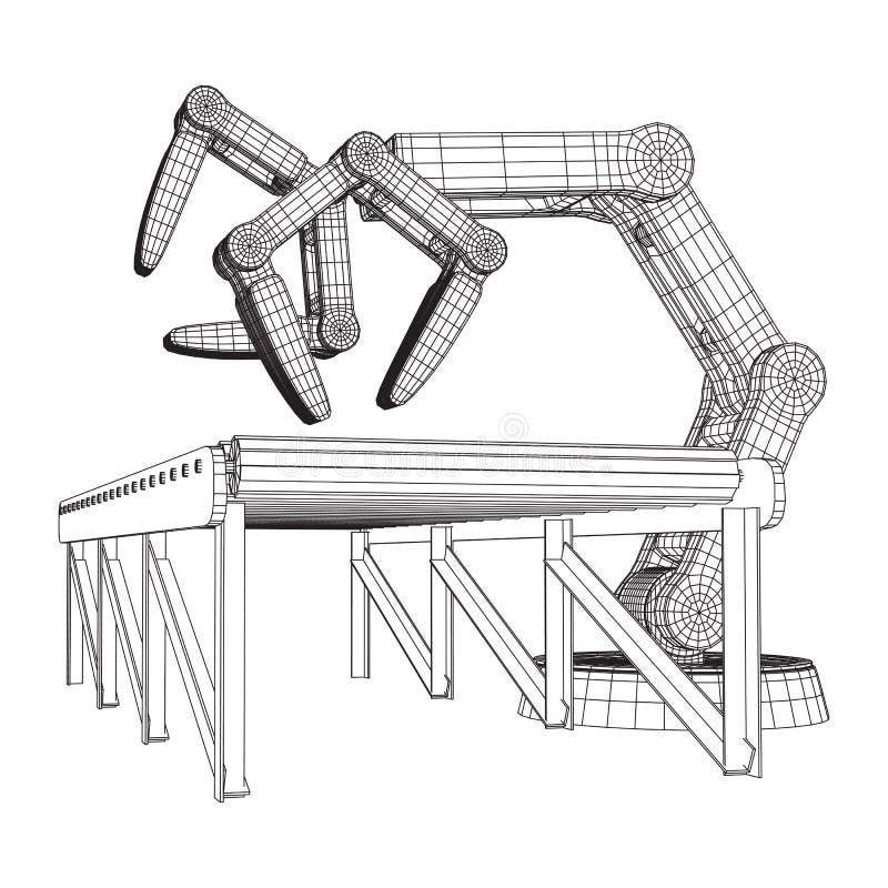 Robotic Arm and Roller Conveyor Vector Stock Vector - Illustration of ...