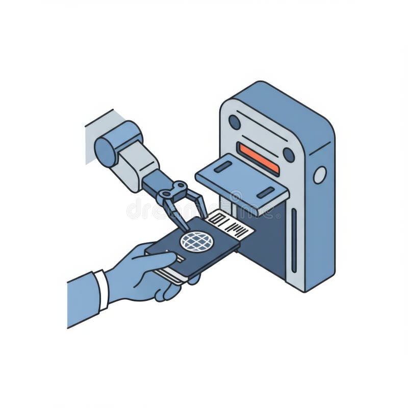 Robotic Arm Scanning Passport: Automated Travel Check-in System Stock ...