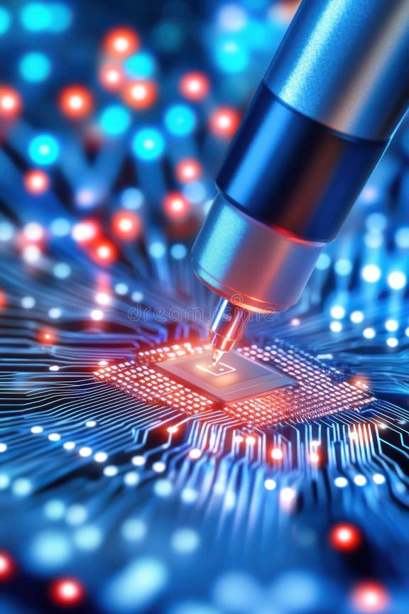 Robot Arm Assembles Electronics with Glowing Lights in a Modern ...