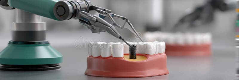 Dental Robot Arm Performing Implant Insertion into a Gum Model in a ...