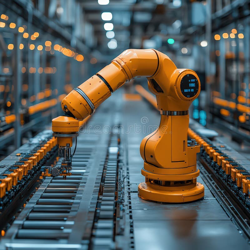 Autonomous Robot Arm Working in a High-tech Factory. Stock Illustration ...