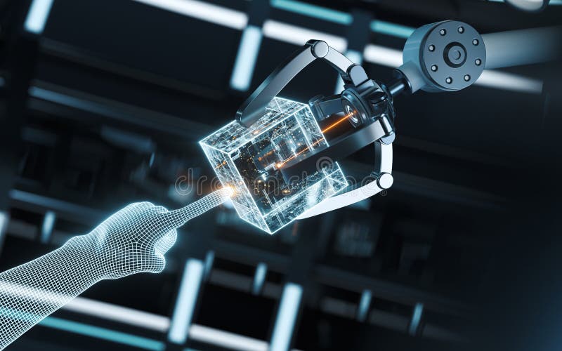 Robotic Arm and Smart Finger, 3d Rendering Stock Illustration ...
