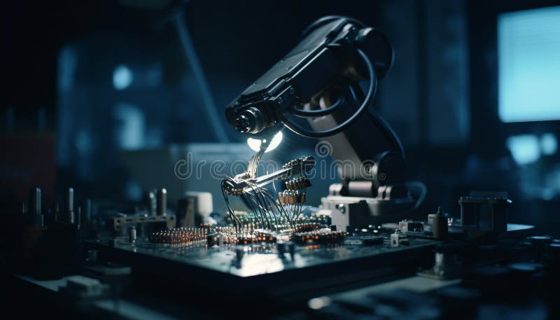 Robotic Arm Soldering Electrical Components on Complex Circuit Board ...