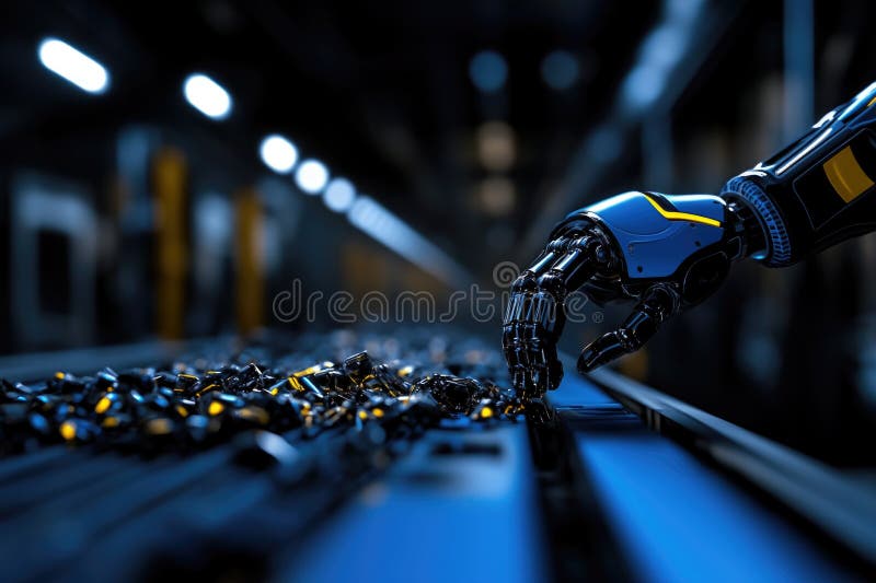 Robotic Arm Sorting Metal Components in High-tech Industrial Setting ...