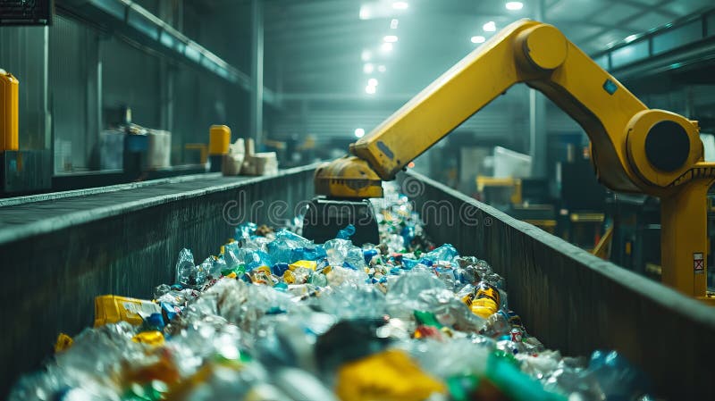 Robotic Arm Sorting Recyclable Plastic Waste in Modern Waste Management ...