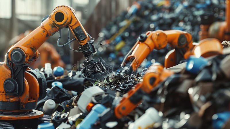 Robotic Arm Sorting Recycled Materials Stock Illustration ... Robotic Arm Sorting Recycled Materials Stock Illustration ...
