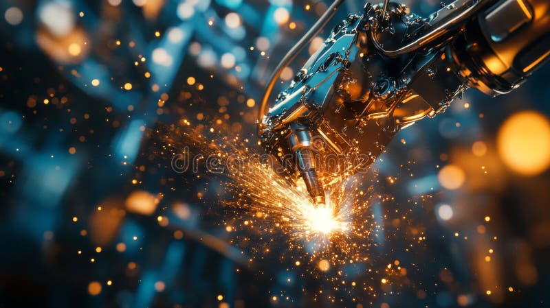 Robotic Arm Sparks Metal Fabrication Process Stock Illustration ...
