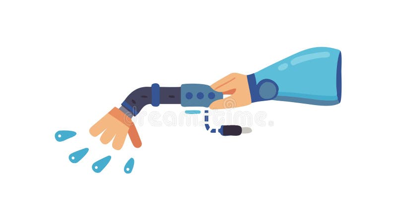 Robotic Arm Spraying Water, Automated Cleaning Dispensing, Vector ...