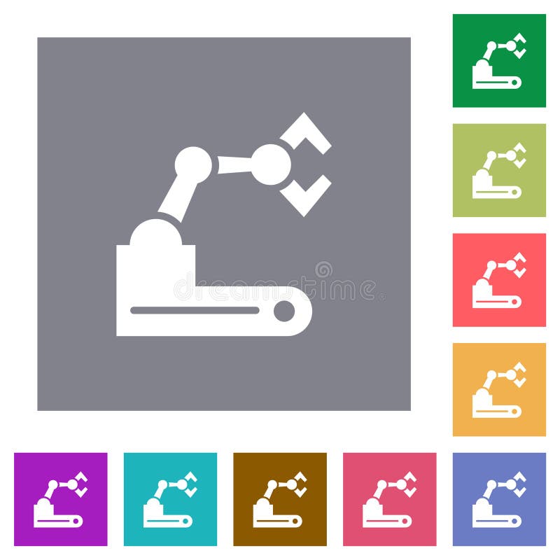 Robotic Arm Square Flat Icons Stock Vector - Illustration of ...