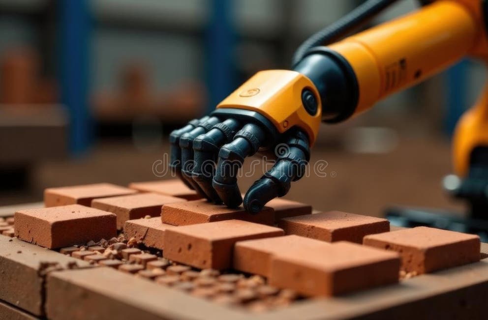 Robotic Arm Stacking Bricks in Industrial Setting for Construction ...