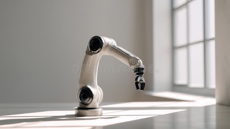 Robotic Arm in Sunlit Modern Studio Setting Stock Illustration ...