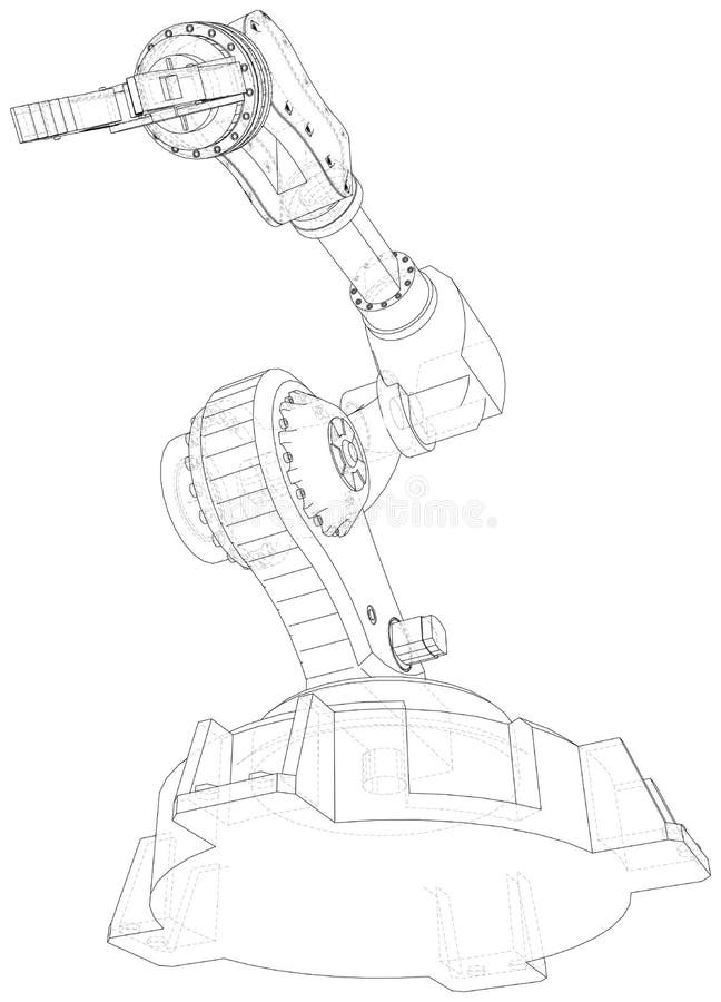 Robotic Arm. Technical Wire-frame. Vector Rendering of 3d Stock Vector ...