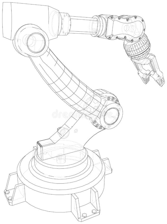 Robotic Arm. Technical Wire-frame. Vector Rendering of 3d Stock Vector ...