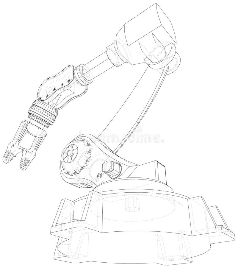 Robotic Arm. Technical Wire-frame. Vector Rendering of 3d Stock Vector ...