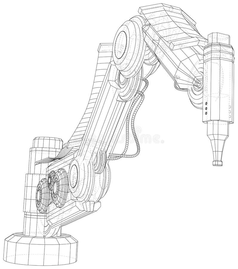 Robotic Arm. Technical Wire-frame. Vector Rendering of 3d Stock Vector ...