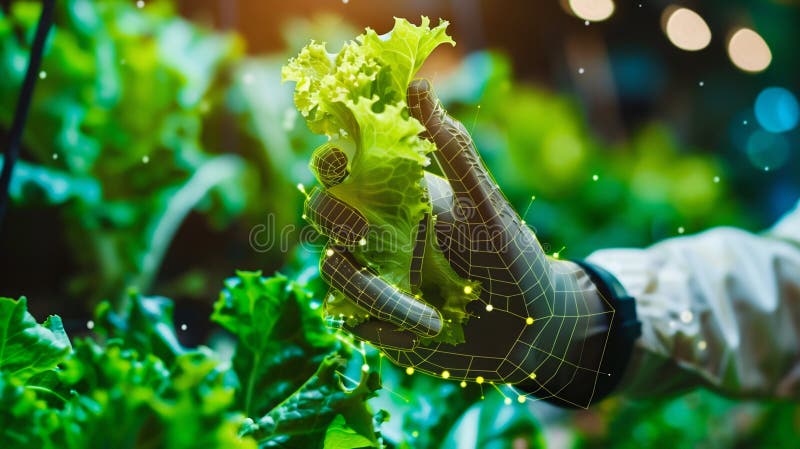 Robotic Arm Tending Plants in a High-Tech Farm. Generative Ai Stock ...
