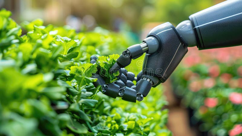 Robotic Arm Tending To Plants in a Modern Agricultural Setup. Stock ...