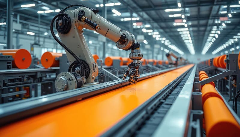 Robotic Arm Testing Fabric. Automation, Textile Industry, Quality ...