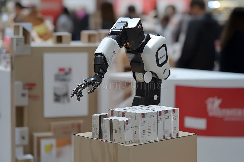 AI Robot Handling Packages stock illustration. Illustration of demo ...