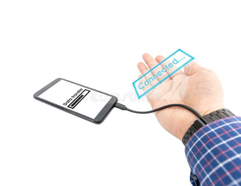 Robotic Arm Transfering Data Form a Cellphone Concept Stock Image ...
