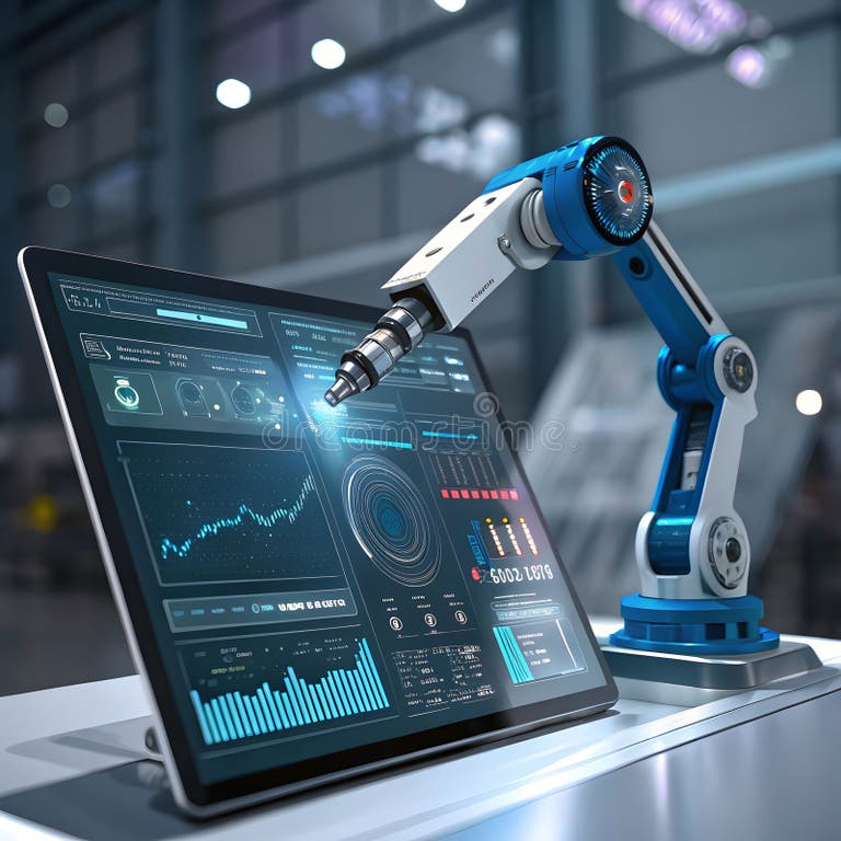 Robotic Arm Using Transparent Touchscreen with Digital Data Graphs ...