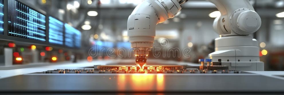 Robotic Arm Welding Circuit Board with Extreme Precision Stock ...