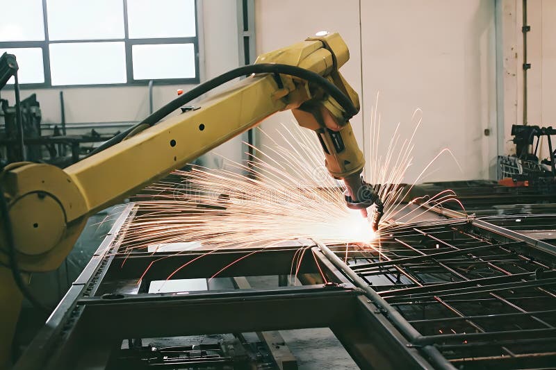 Robotic Arm Welding Metal Frame Factory Setting Stock Photos - Free ...