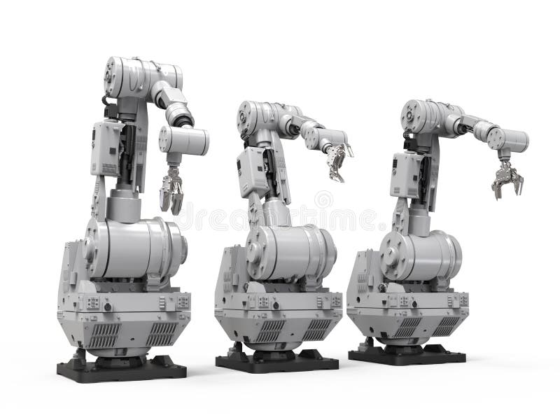 Robotic Arm on White Background Stock Illustration - Illustration of ...