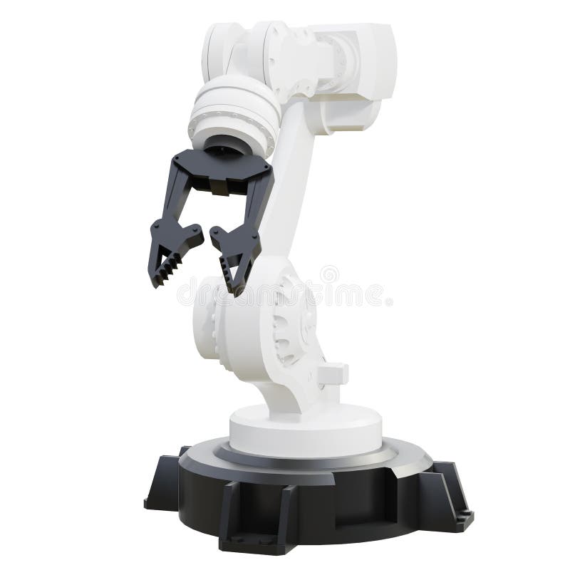 Robotic Arm on White Background. 3d Rendering Stock Illustration ...