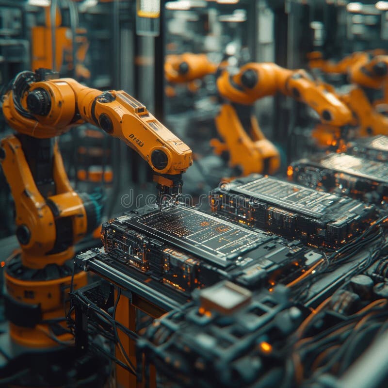 Robotic Arm Working on Circuit Boards in Modern Manufacturing Setting ...