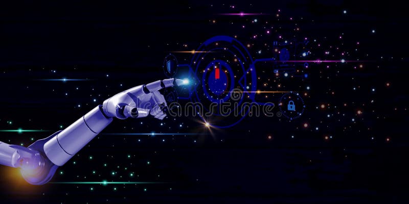 Robotic Arm Working with Element Futuristic Digital Icon Stock ...