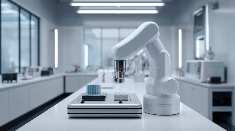 A Robotic Arm Working in a Laboratory Demonstrates Technological ...