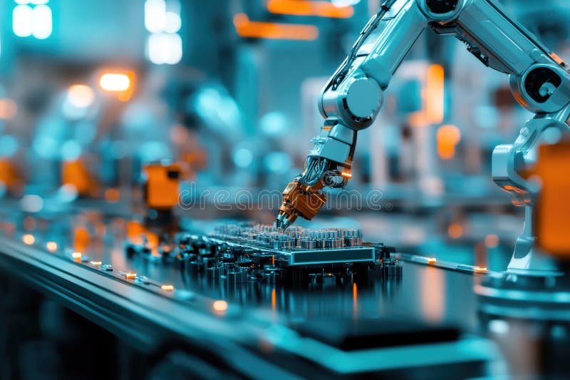 Robotic Arm Working Machine Busy Factory Setting Stock Photos - Free ...