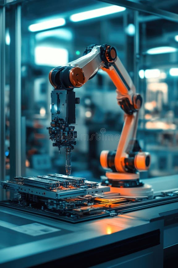 Robotic Arm Working on Metal Stock Photo - Image of equipment ...