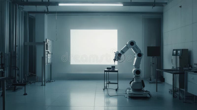 Robotic Arm Working in a Modern Industrial Setting Stock Photo - Image ...