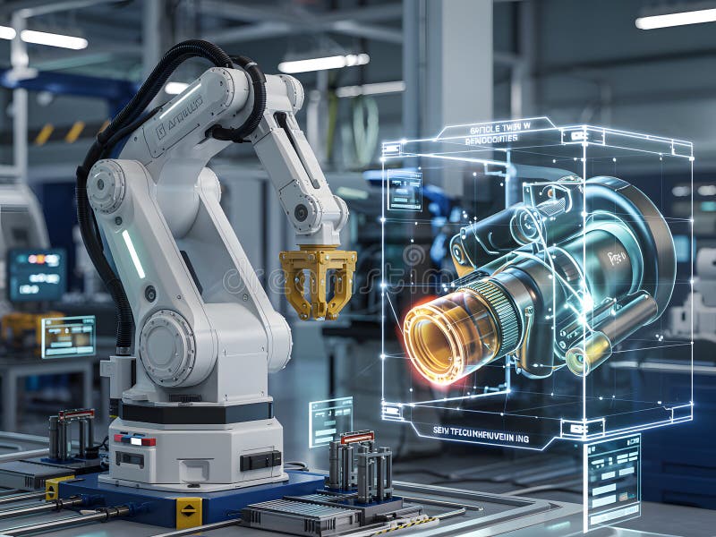 A Robotic Arm Works in Front of a Translucent Augmented Reality Display ...