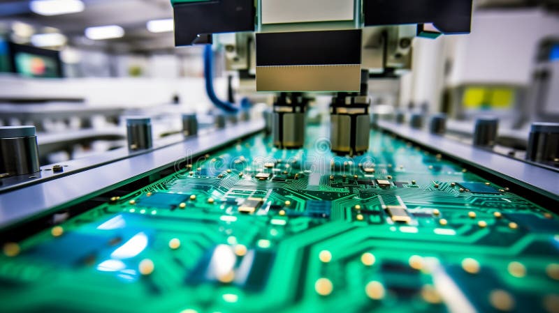 Robotic Arms in Action at Microchip Production Line Stock Illustration ...