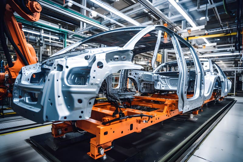Robotic Arms Assembling Car Frame in Factory Stock Photo - Image of ...