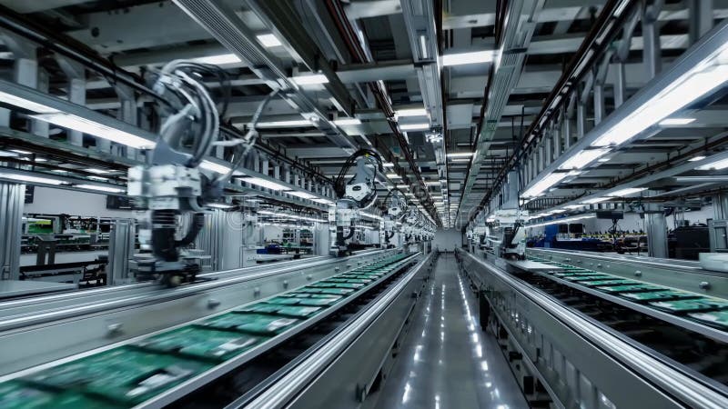 Robotic Arms Working on Circuit Boards in Modern Factory Stock Video ...