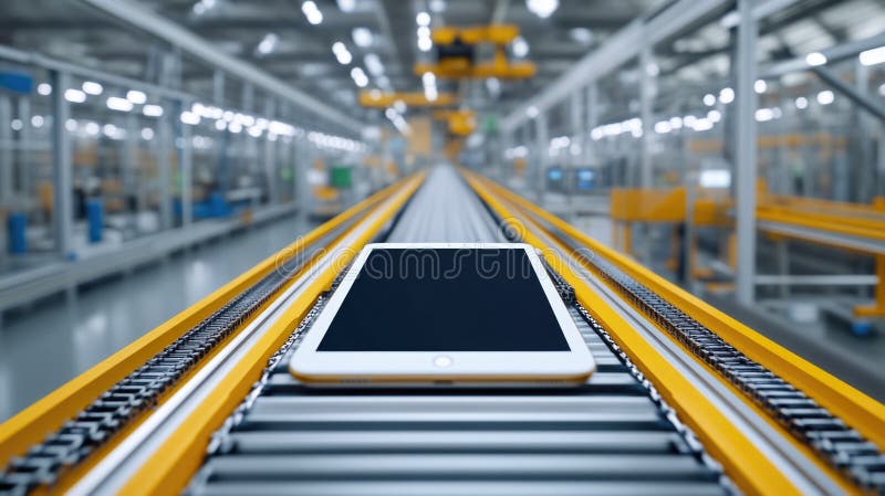 Robotic Arms Assembling High-tech Tablet on Factory Assembly Line ...