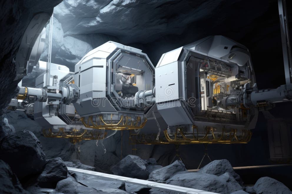 Robotic Arms Assembling a Lunar Habitat Module Stock Photo - Image of ...