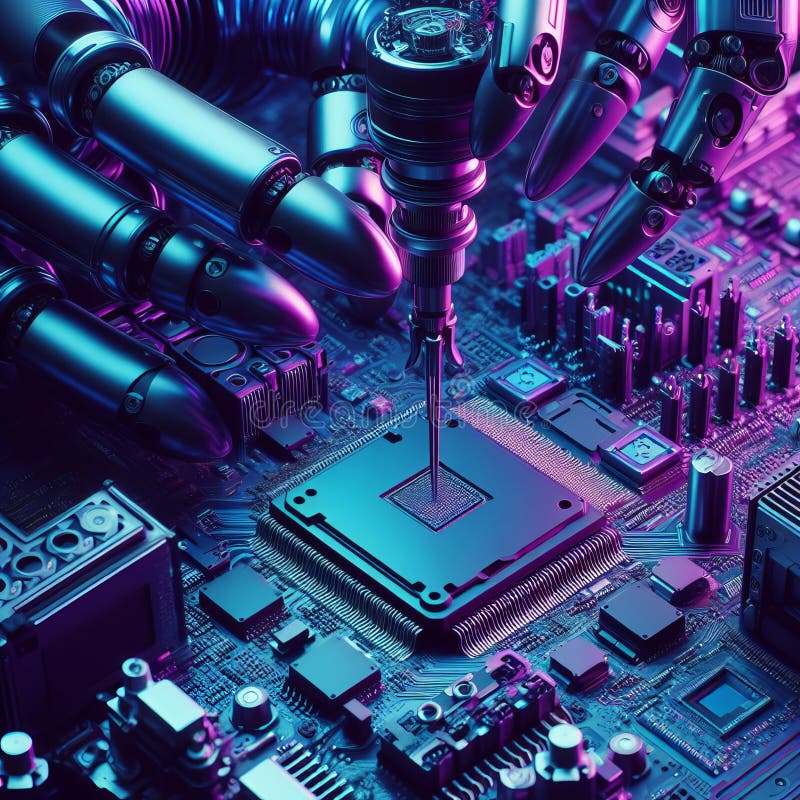 Robotic Arm Assembling Microchip Stock Image Image Of Electronics Innovation 322350169