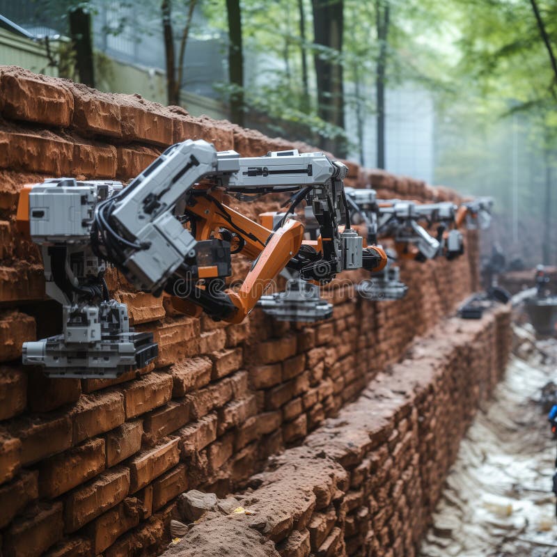 Robotic Arms Built a Brick Retaining Wall at the Construction Site ...