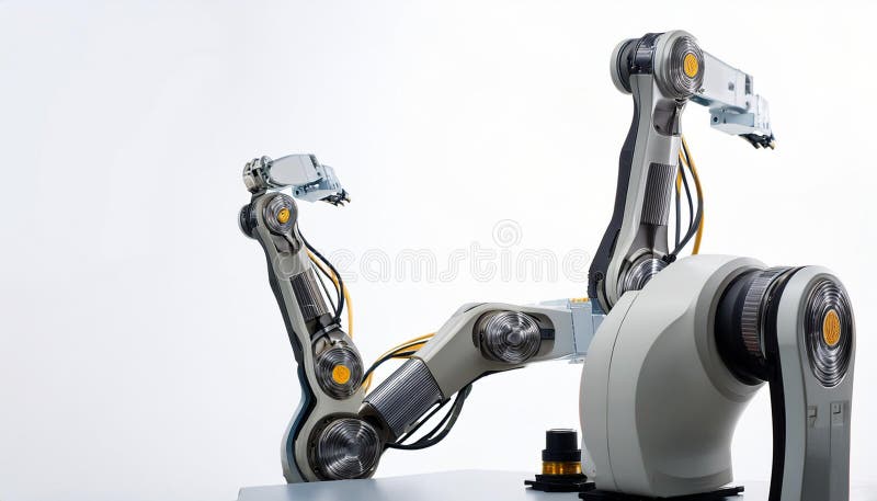 Robotic Arms with Cables on Empty White Background Stock Illustration ...