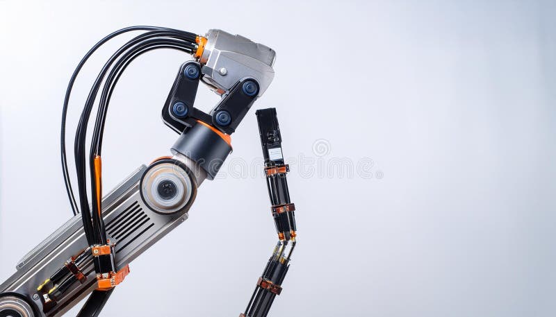 Robotic Arms with Cables on Empty White Background Stock Illustration ...